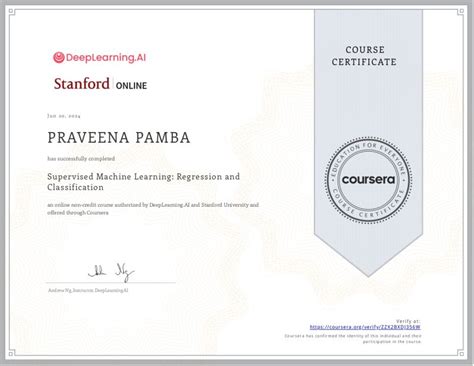 Completed Supervised Machine Learning Course On Coursera Praveena Pamba Posted On The Topic