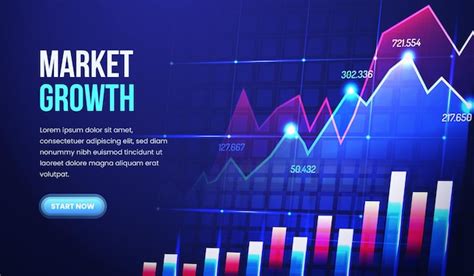 금융 투자 비즈니스 방문 페이지에 완벽한 시장 성장 개념 Illustration 프리미엄 벡터