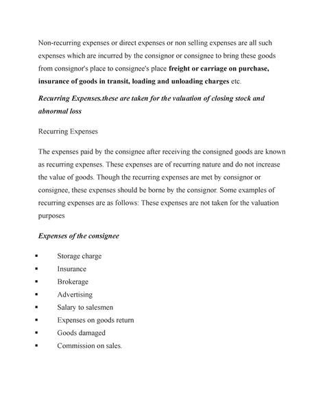 Recurring And Non Recurring Xpenses Non Recurring Expenses Or Direct Expenses Or Non Selling