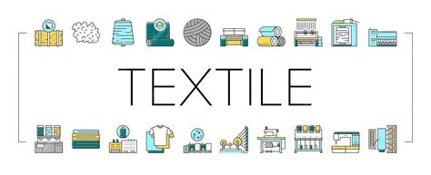 Premium Vector Textile Production Collection Icons Set Vector