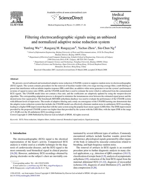 Pdf Filtering Electrocardiographic Signals Using An Unbiased And