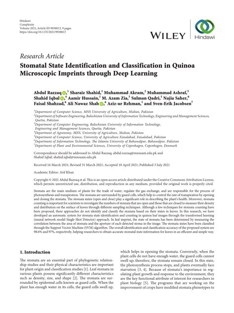 Pdf Stomatal State Identification And Classification In Quinoa