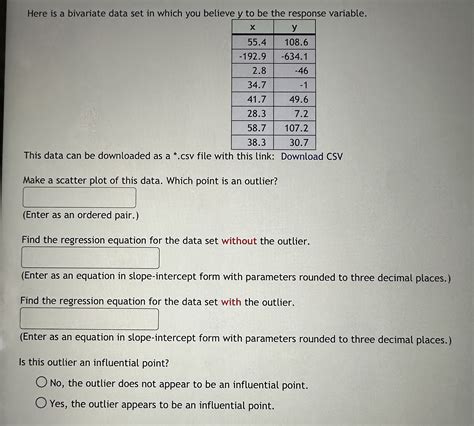 Solved Here Is A Bivariate Data Set In Which You Believe Solved Here Is A Bivariate Data Set In Which You Believe