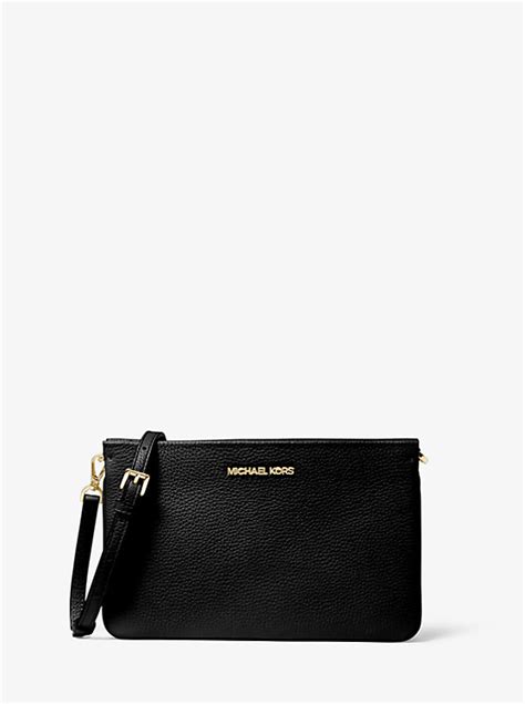 Jet Set Large Pebbled Leather Crossbody Bag In Black Sale Michael