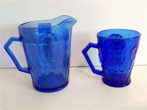 Cobalt Blue Shirley Temple Pitcher 4tall Cup 3 Tall Schmalz Auctions