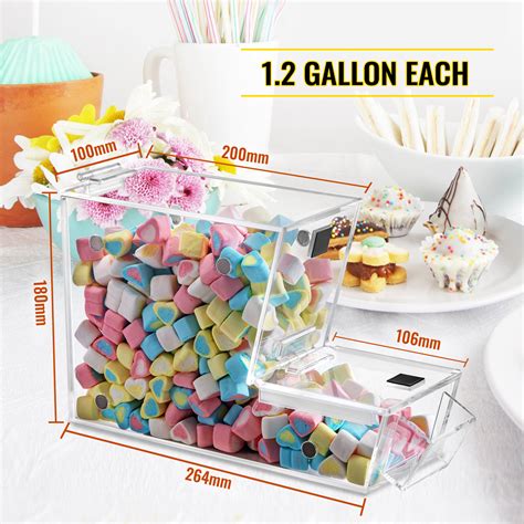 Vevor Stackable Candy Topping Dispenser 11 X 4 X 7 Acrylic Candy Bin Bulk Candy Bin With