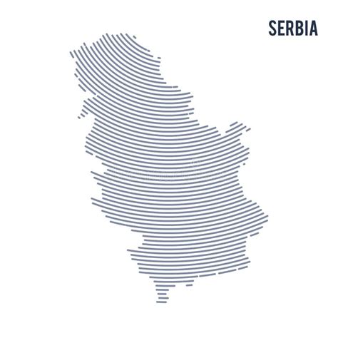 Vector Abstract Hatched Map Of Serbia With Curve Lines Isolated On A White Background Stock