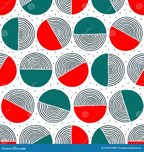 Geometric Circle Seamless Pattern Abstract Hand Drawn Background Repeat Modern Texture
