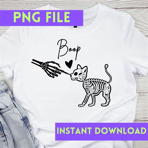 Skeleton Cat Boop With Heart Png File Instant Download Must Love Cats