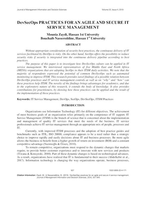 Pdf Devsecops Practices For An Agile And Secure It Service