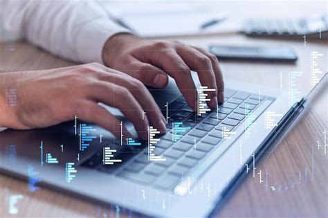 Premium Photo Hands Typing The Keyboard To Research Stock Market To