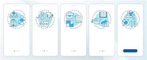 Career Progression Blue Onboarding Mobile App Screen Walkthrough 5 Steps Editable Graphic
