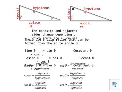 Pptx θ Hypotenuse Adjacent Opposite There Are 6 Trig Ratios That Can