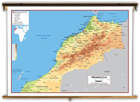 Algeria Physical Educational Wall Map From Academia Maps