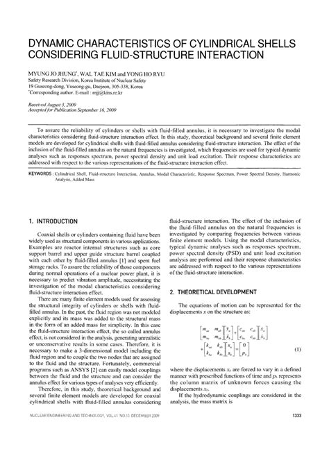pdf dynamic characteristics of cylindrical shells considering fluid