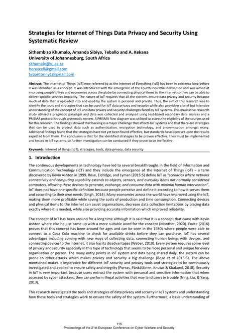 Pdf Strategies For Internet Of Things Data Privacy And Security Using Systematic Review
