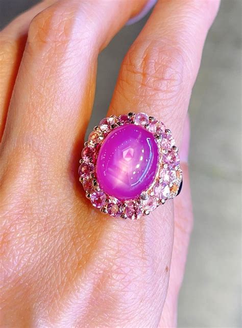 Bochic “capri” Star Ruby Cocktail Ring With Natural Pink Sapphires For