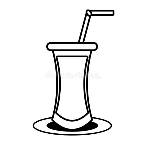 Outline Cocktail Drink Beverage With Straw Stock Vector Illustration Of Alcohol Liquid