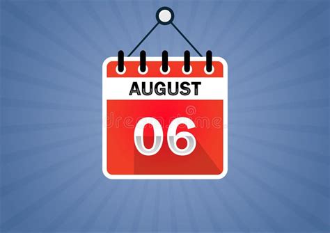 August 06 Calendar Hanging Sign Stock Illustration Illustration Of