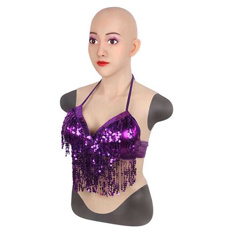 Female Face Realistic Silicone Head Mask With Boobs For Cosplay Costume Halloween Party