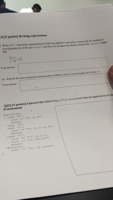 Solved Write A C Expression Representing The Following