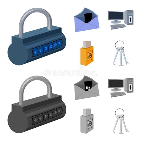 Virus Monitor Display Screen Hackers And Hacking Set Collection Icons In Cartoonmonochrome