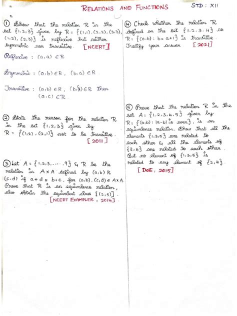 Relations And Functions Pdf