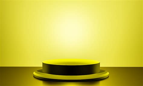 복사 공간 3d 렌더링 추상적 배경 디자인으로 미니멀리즘 스타일로 프리젠 테이션을 모의 노란색 색상 연단이있는 장면 0명에 대한 스톡 사진 및 기타 이미지 Istock