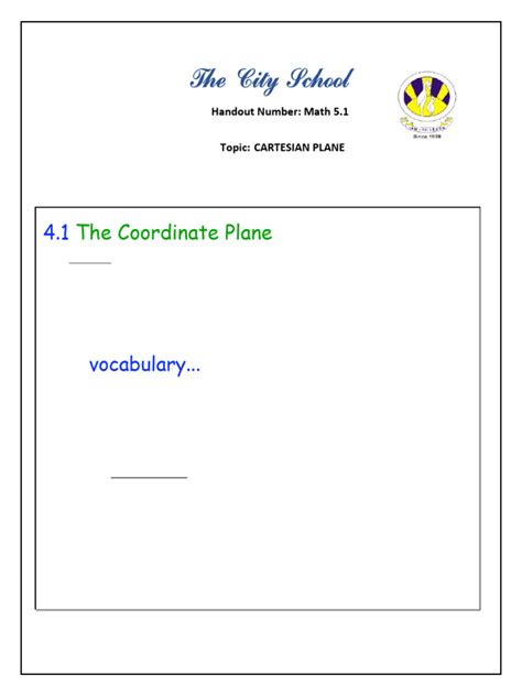 Handout 51 Pdf Cartesian Coordinate System Analytic Geometry