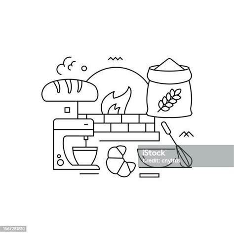 일러스트 레이션 베이커리 컨셉의 벡터 세트 웹 페이지 배너 포스터 인쇄 등을 위한 라인 아트 스타일 배경 디자인 벡터