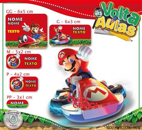 Etiqueta Escolar Super Mario Vinil Adesivo Brilho Impress O Com Qualidade Fotogr Fica