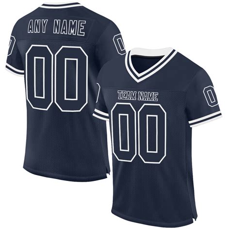 2024 Custom Navy White Mesh Authentic Throwback Football Jersey Sale