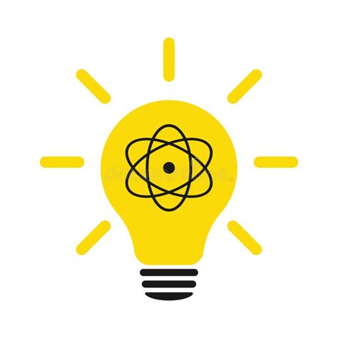 Atom Inside A Light Bulb Illustration On A White Background Stock
