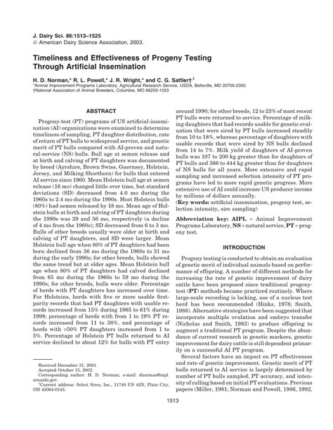 Pdf Timeliness And Effectiveness Of Progeny Testing Through
