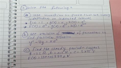solved 5 solve the bollowing a use wronskian to prove