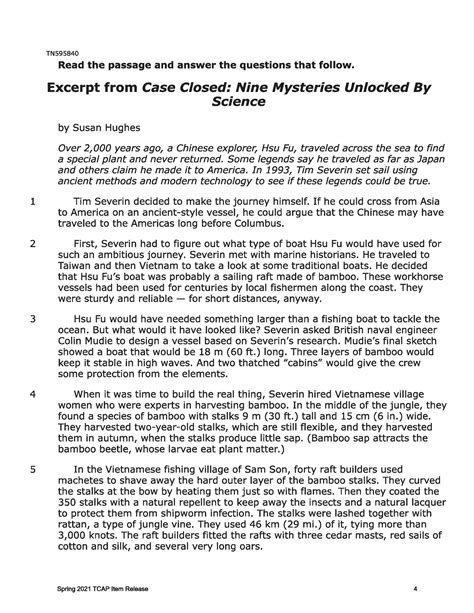 Tcap Released Items Practice Test For Twm Ready Test For Reading