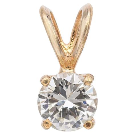 14k Yellow Gold Diamond Solitaire Pendant For Sale At 1stdibs