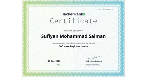 hackerrank skill certificate sufiyan mohammad salman