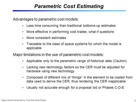 Cost Estimating Module Space Systems Engineering Version Ppt Download