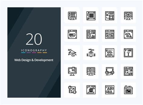 20 Icono De Esquema De Diseño Y Desarrollo Web Para Presentación