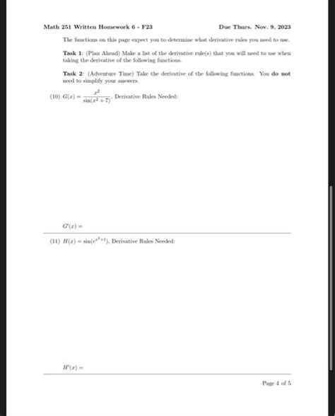 Solved Math 251 Written Homework 6 F23 Due Thurs Nov 9