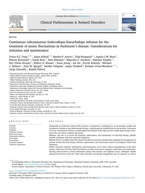 Pdf Continuous Subcutaneous Foslevodopa Foscarbidopa Infusion For The