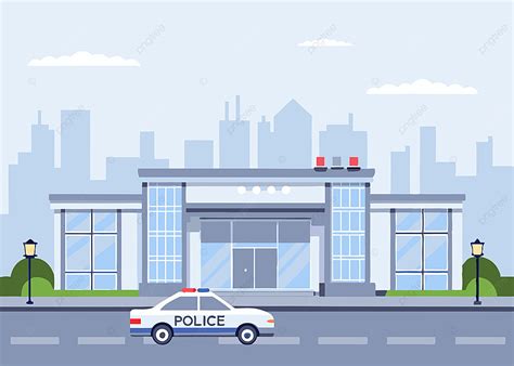 도시 배경에 순찰차가 있는 경찰서 건물 경찰서 순찰차 도시 풍경 배경 일러스트 및 사진 무료 다운로드 Pngtree