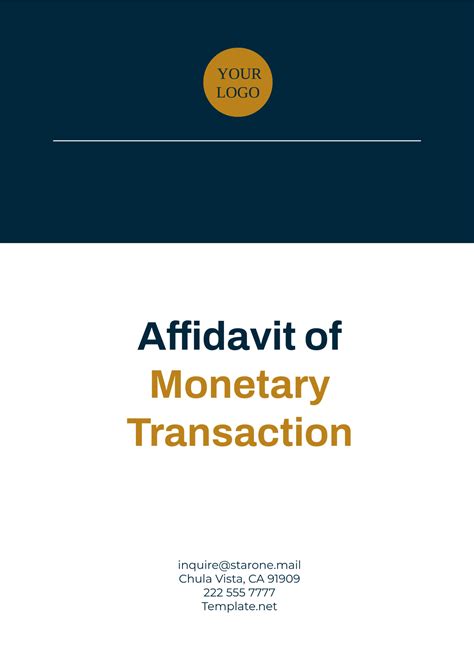 Free Affidavit Of Monetary Transaction Design Template To Edit Online