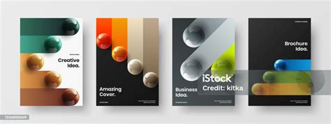 여러 가지 색의 3d 구 회사 브로셔 일러스트 구성 추상 현수막 A4 디자인 벡터 레이아웃 번들 A4 용지에 대한 스톡 벡터