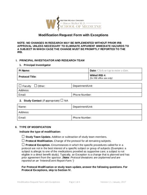 Modification Request With Exceptions Doc Template Pdffiller