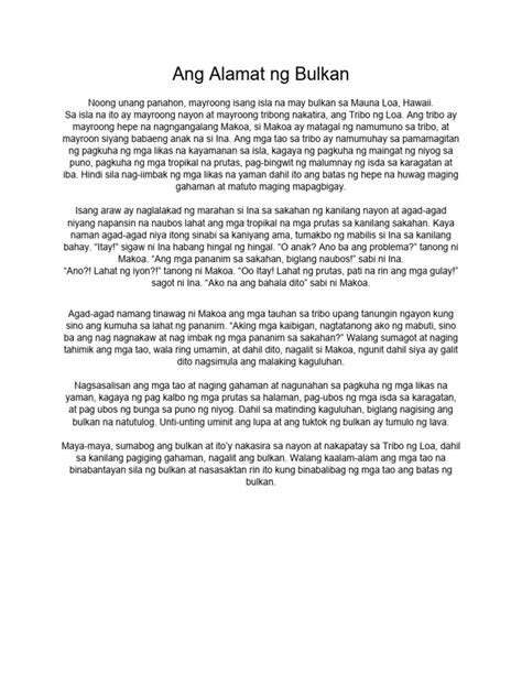 Ang Alamat Ng Bulkan Pdf