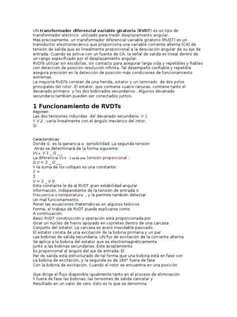 A Rotary Variable Differential Transformer Pdf Transformador Voltaje