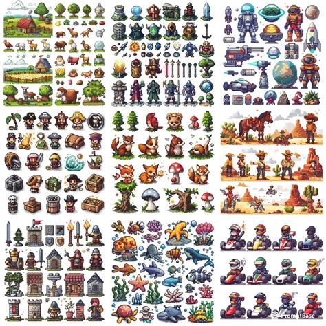 8bit pixel art spritesheets midjourney prompt promptbase