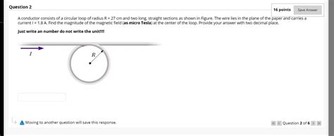 solved question 16 points save answer conductor consists of a circular